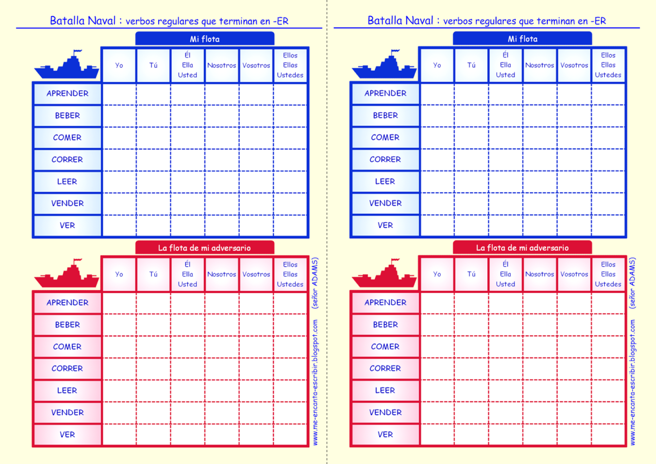 ELE Batalla Naval: Conjugamos Verbos - Language Advisor