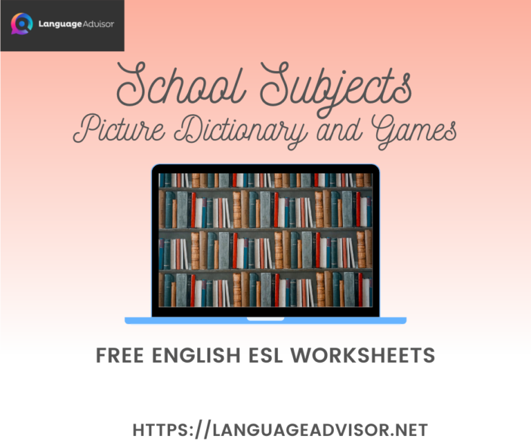 School Subjects - Worksheets on Vocabulary