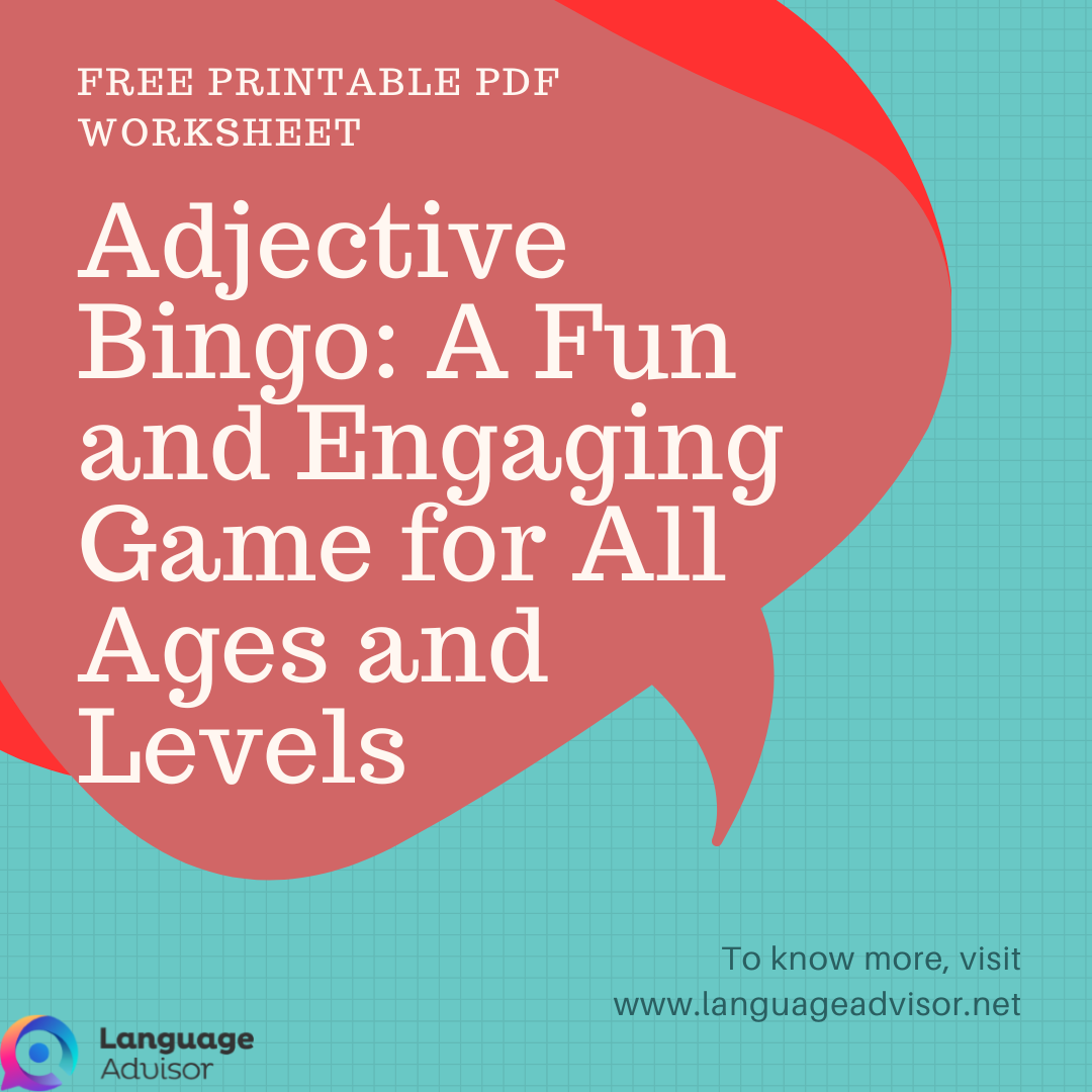 Adjective Bingo Language Advisor